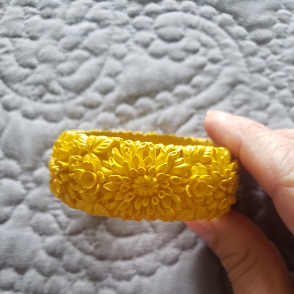 Jewelry | 195s Carved Celluloid Floral Clapper Bracelet | Poshmark